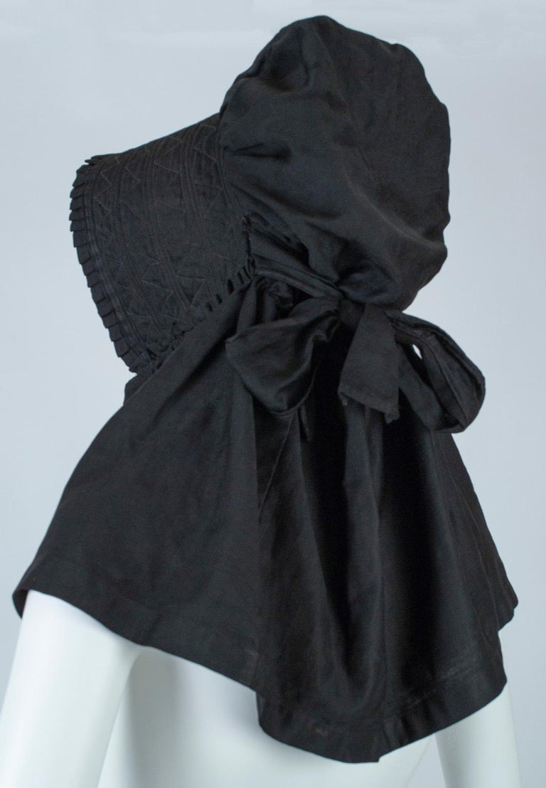Victorian American Quilted Mourning Poke Bonnet with Sun Apron, 1850s ...