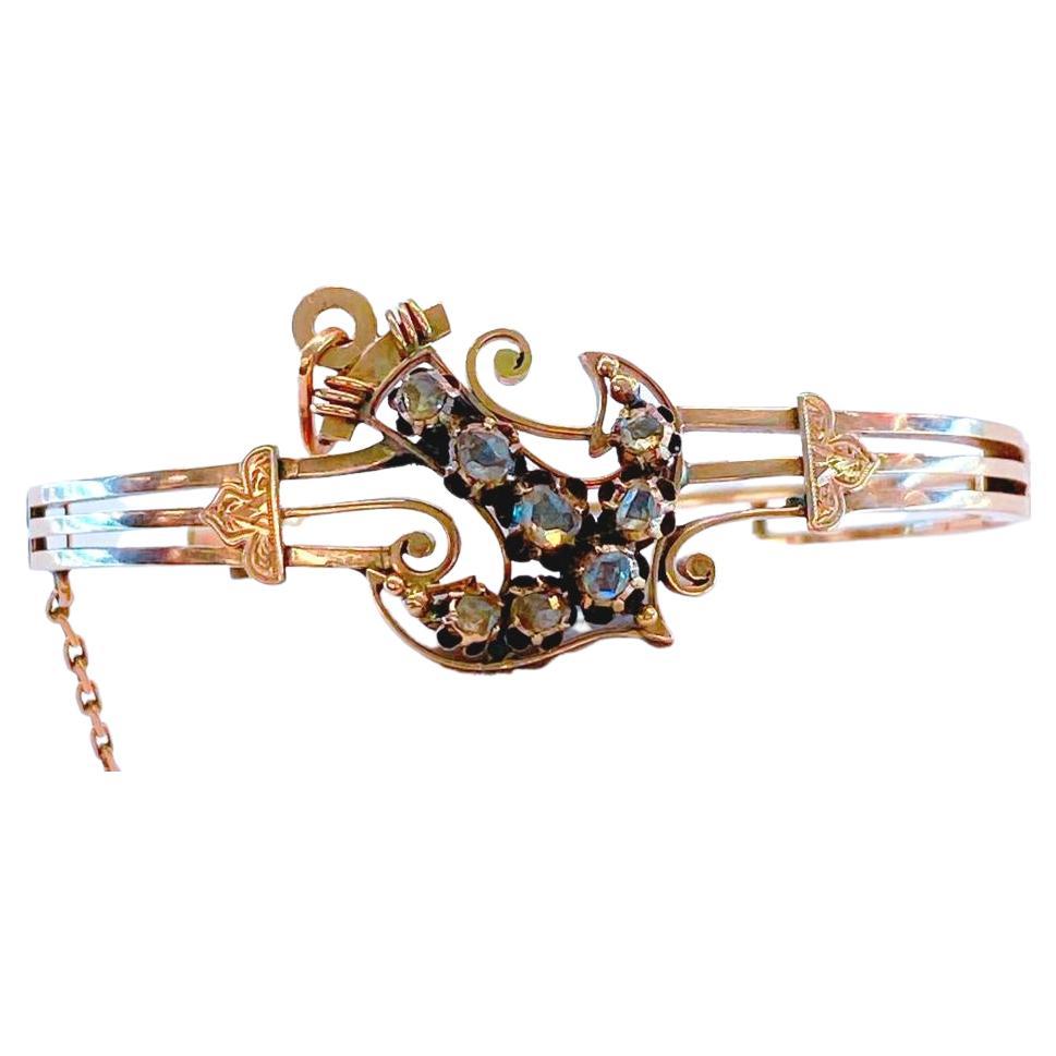 Victorian Anchor Rose Cut Diamond Gold Braclete For Sale at 1stDibs