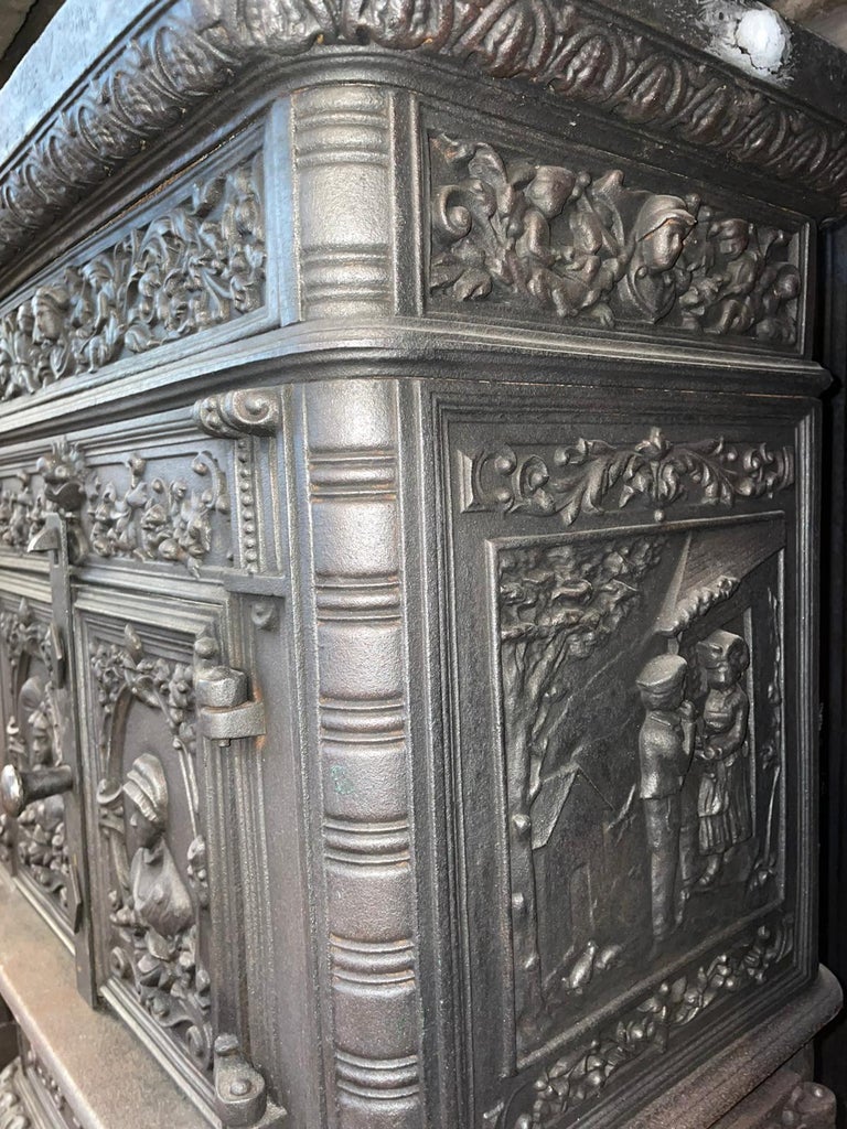 Victorian Antique Cast Iron Wood Burning Stove by De Dietrich and ...