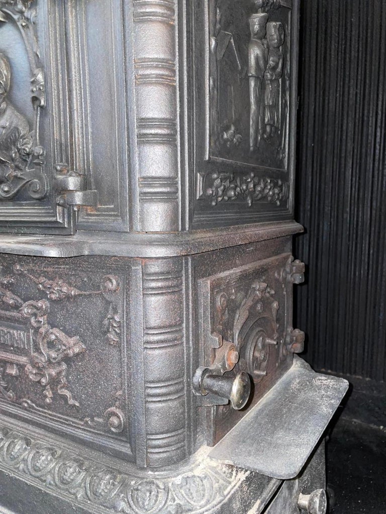 Victorian Antique Cast Iron Wood Burning Stove by De Dietrich and ...