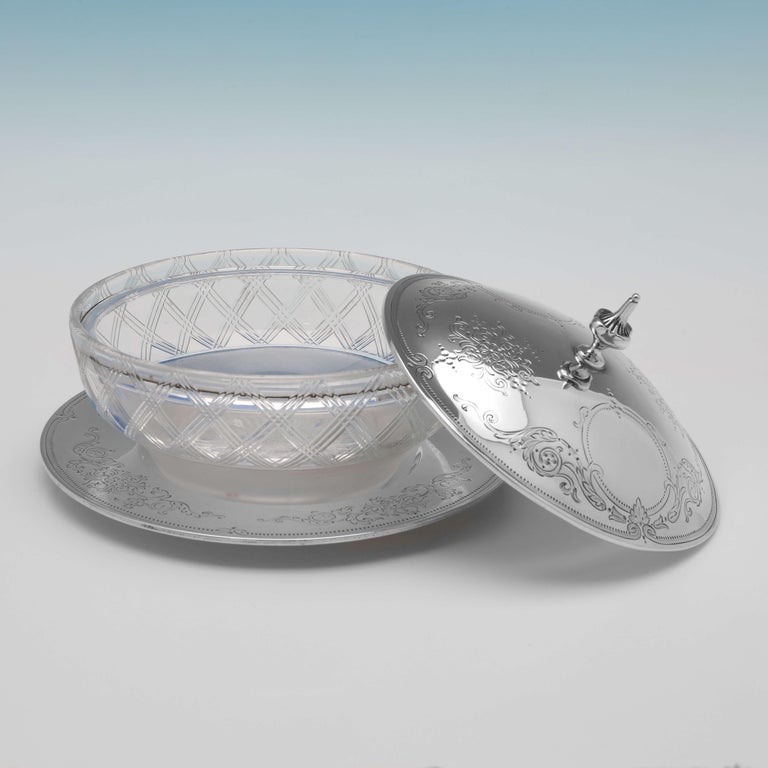 Victorian Antique Glass and Sterling Silver Butter Dish London 1866 ...