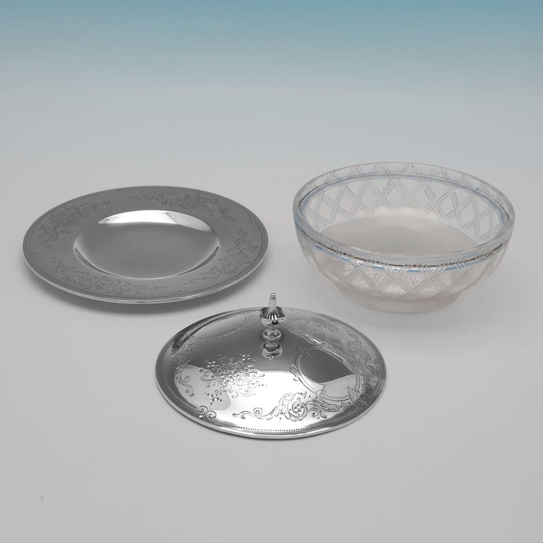 Victorian Antique Glass and Sterling Silver Butter Dish London 1866 ...