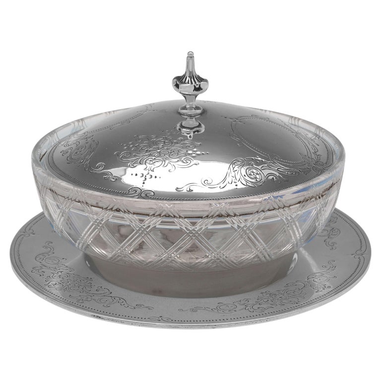 Victorian Antique Glass and Sterling Silver Butter Dish London 1866 ...