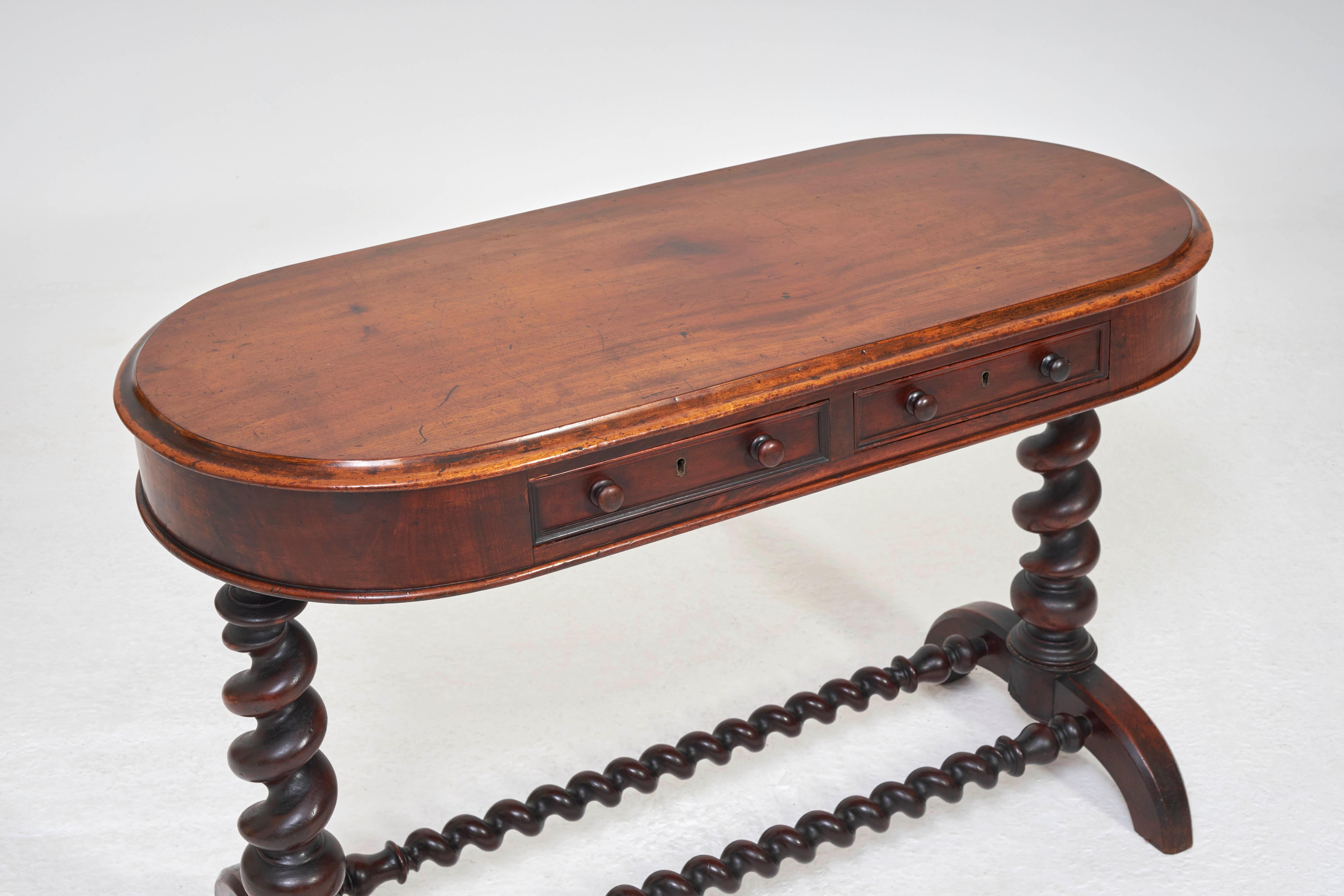 Victorian Antique Oval Mahogany Barley Twist Console Table For Sale at ...