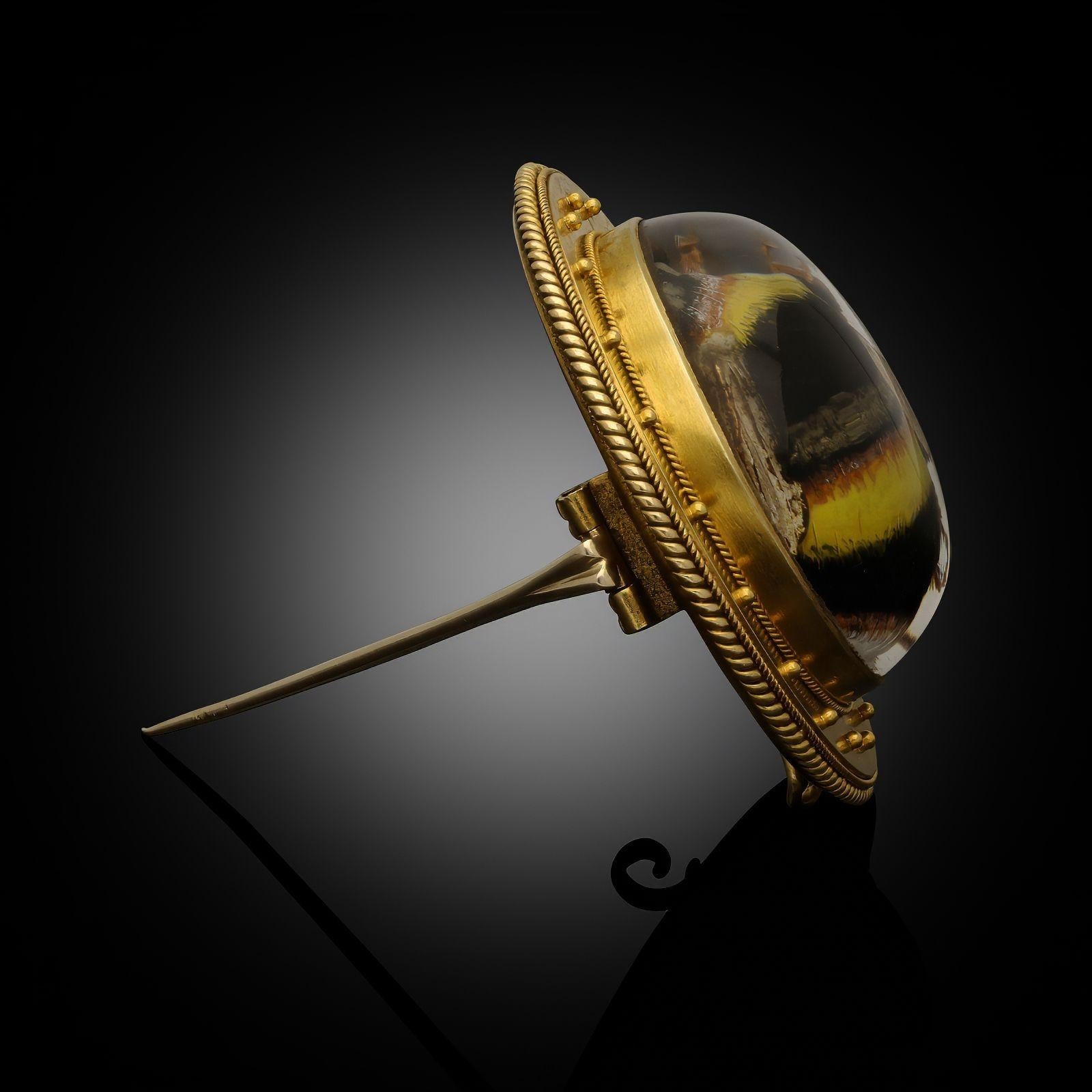 Victorian Antique Reverse Intaglio Rock Crystal Bumble Bee Brooch Circa ...