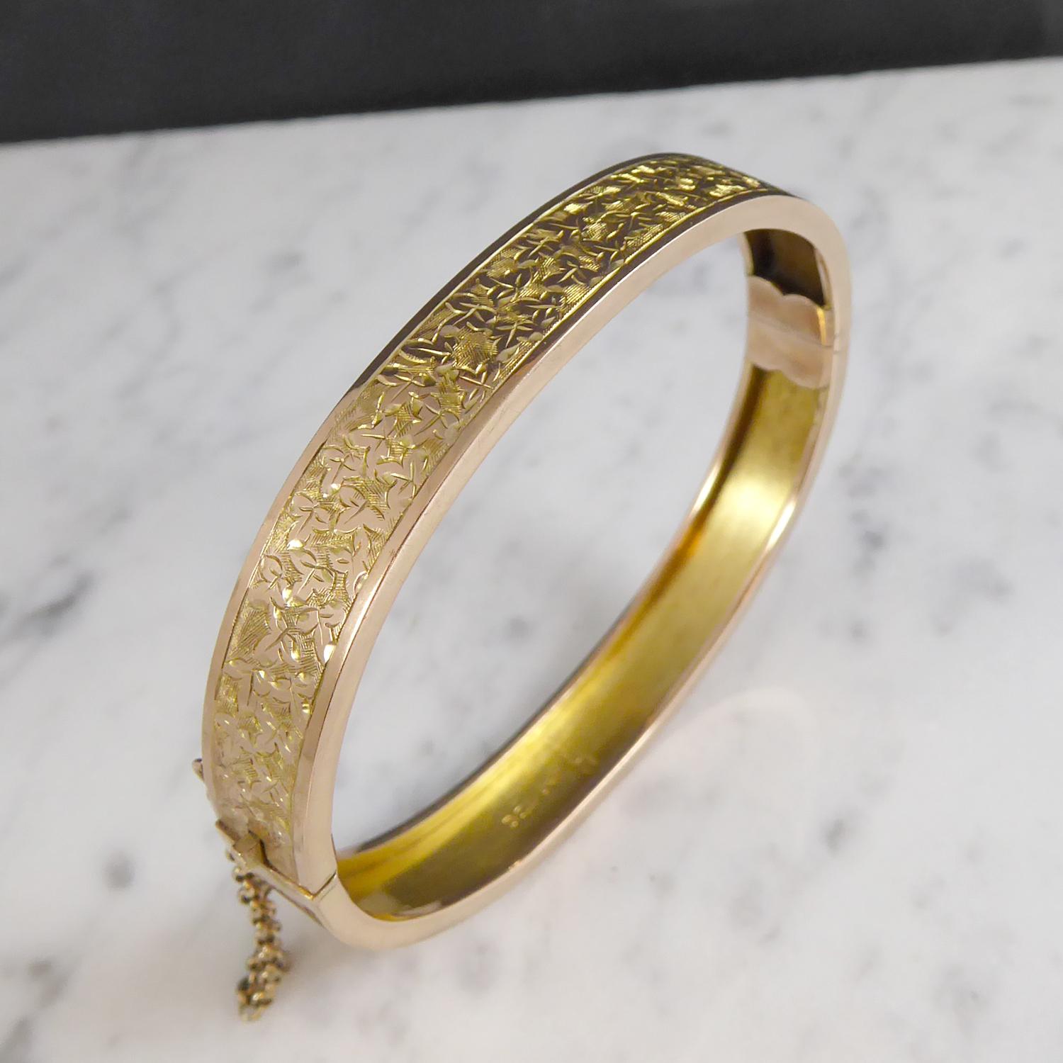 Victorian Antique Rose Gold Bangle, Hallmarked Chester, 1876 at 1stDibs ...