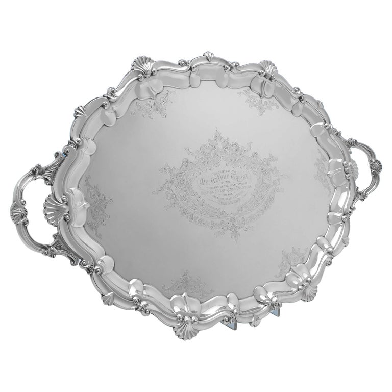 Victorian Antique Silver Plated Tray, Presentation Inscription for 1900 ...