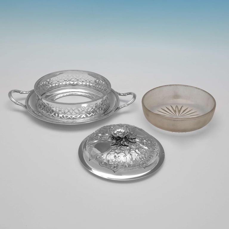 Victorian Antique Sterling Silver Butter Dish with Removable Glass ...
