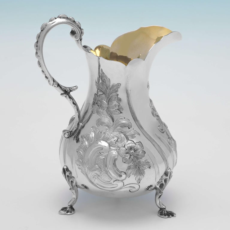 Victorian Antique Sterling Silver Cream Jug or Milk Jug, London 1856 ...