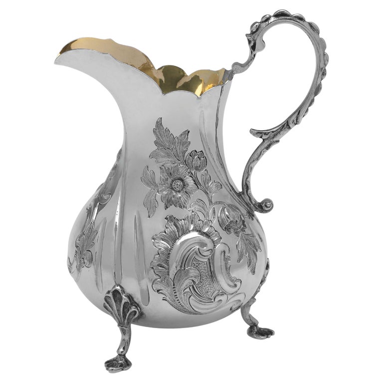 Victorian Antique Sterling Silver Cream Jug or Milk Jug, London 1856 ...