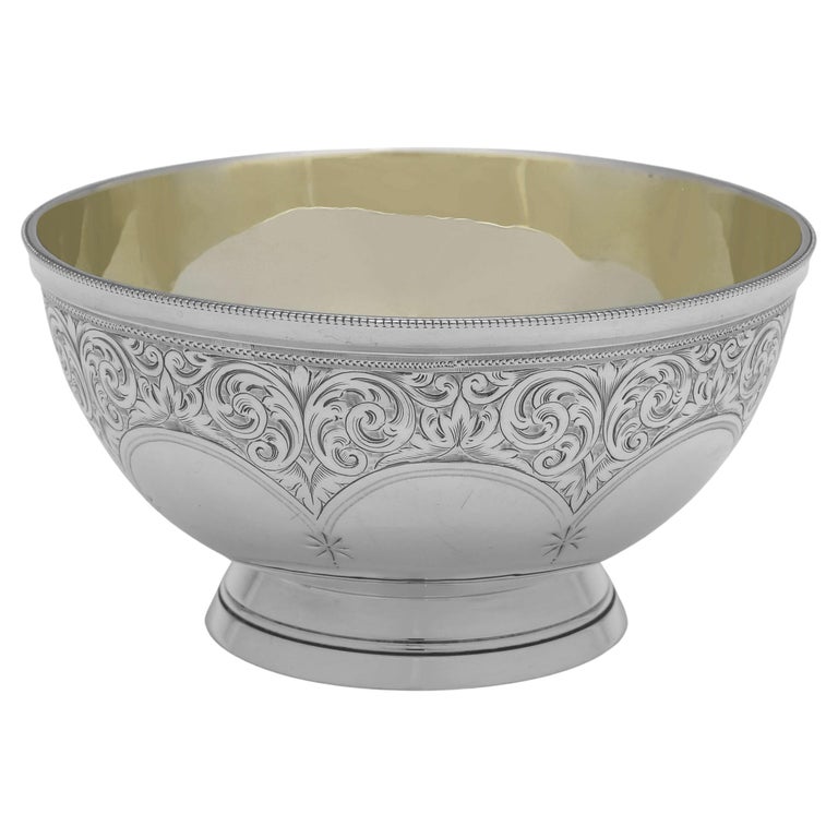 Victorian Antique Sterling Silver Engraved Bowl, London 1891 Edward ...