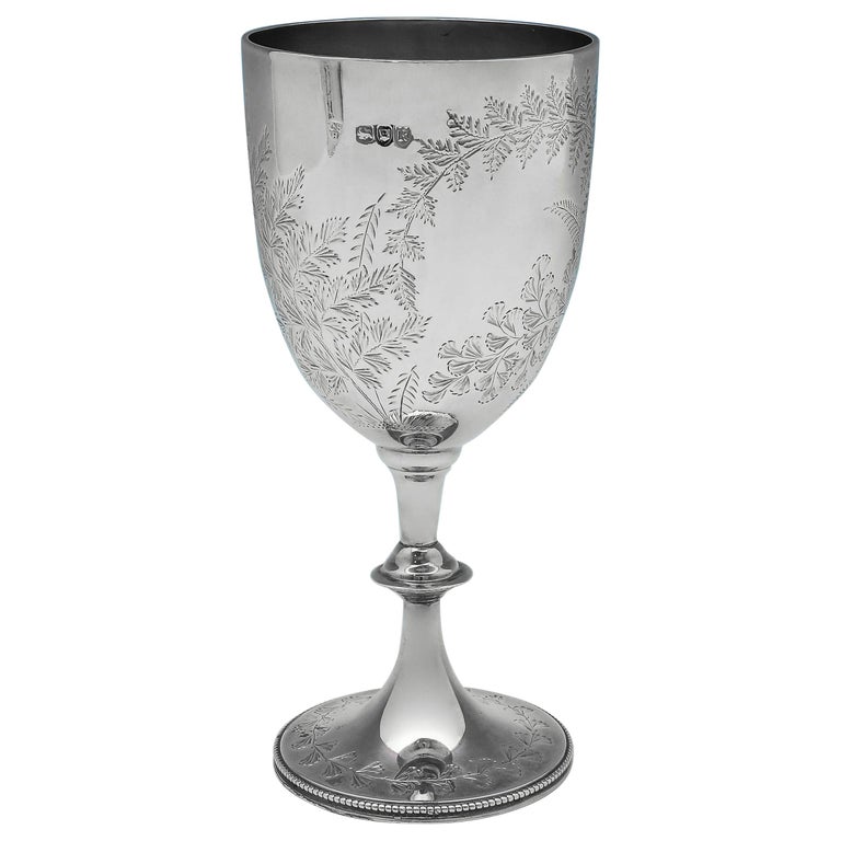 Victorian Antique Sterling Silver Engraved Goblet by C. S. Harris ...