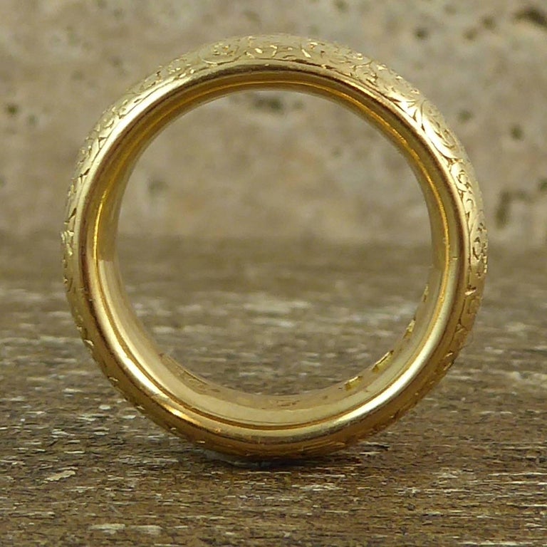 Victorian Antique Wedding Ring, London 1881, 18 Carat Gold, Floral ...