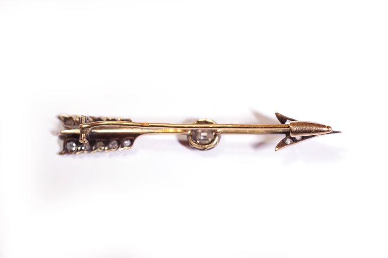 Victorian Arrow Diamonds Brooch in Rose Gold 14 Karats and Silver For ...
