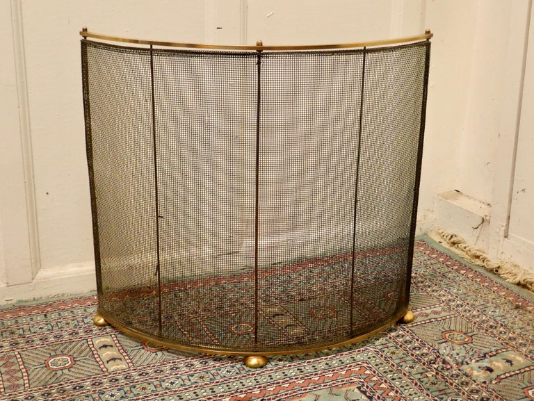 Victorian Arts and Crafts Brass Curved Fire Guard, Spark Screen at 1stDibs