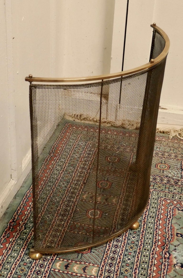 Victorian Arts and Crafts Brass Curved Fire Guard, Spark Screen at 1stDibs