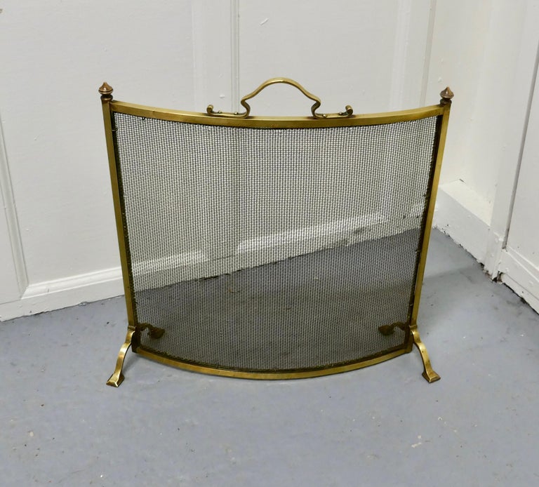 Victorian Arts and Crafts Curved Brass Fire Guard, Spark Screen at 1stDibs