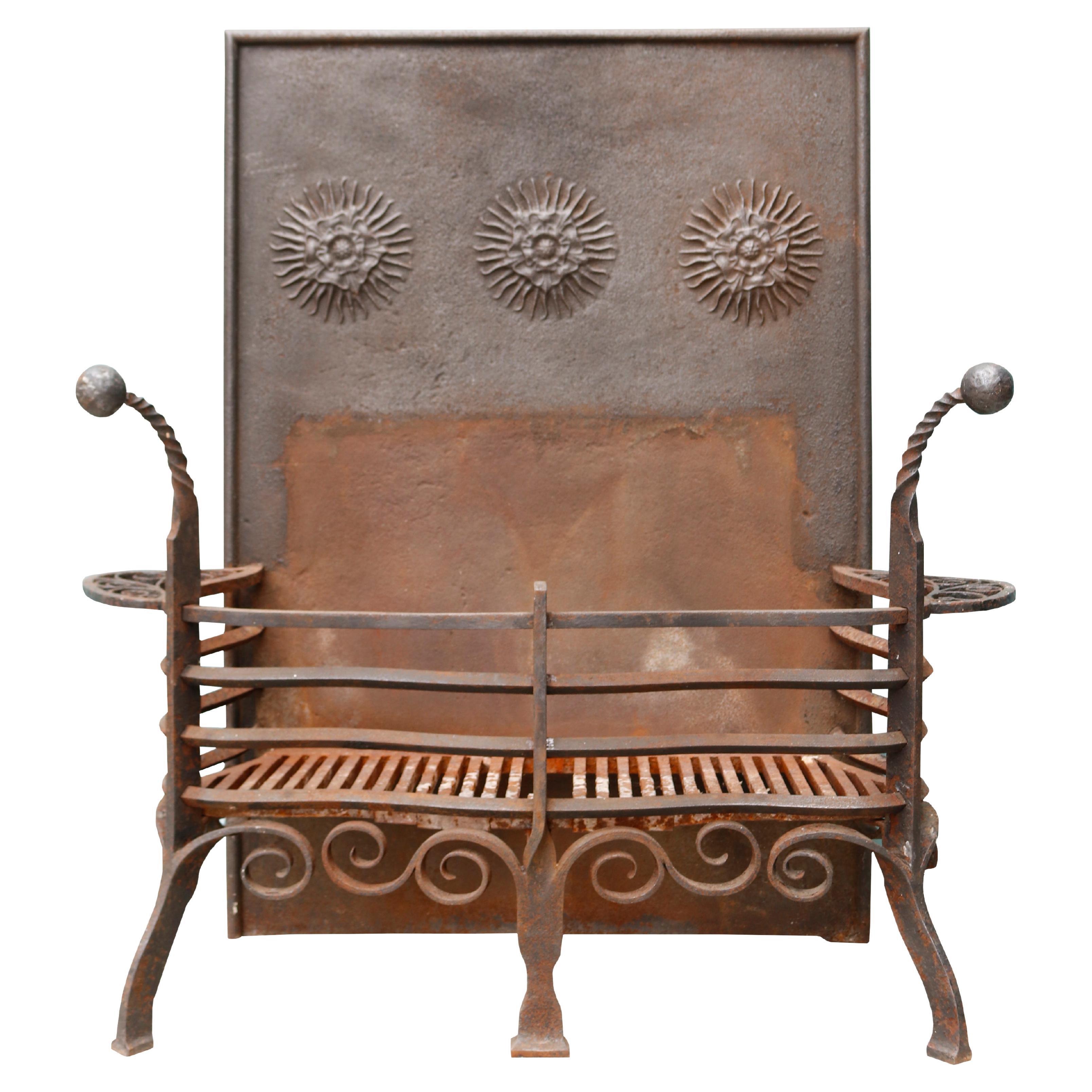 Victorian Arts and Crafts Wrought Iron Grate For Sale at 1stDibs