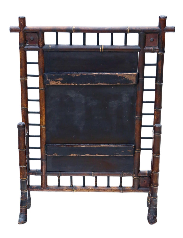 Victorian Bamboo Decorated Fire Screen at 1stDibs