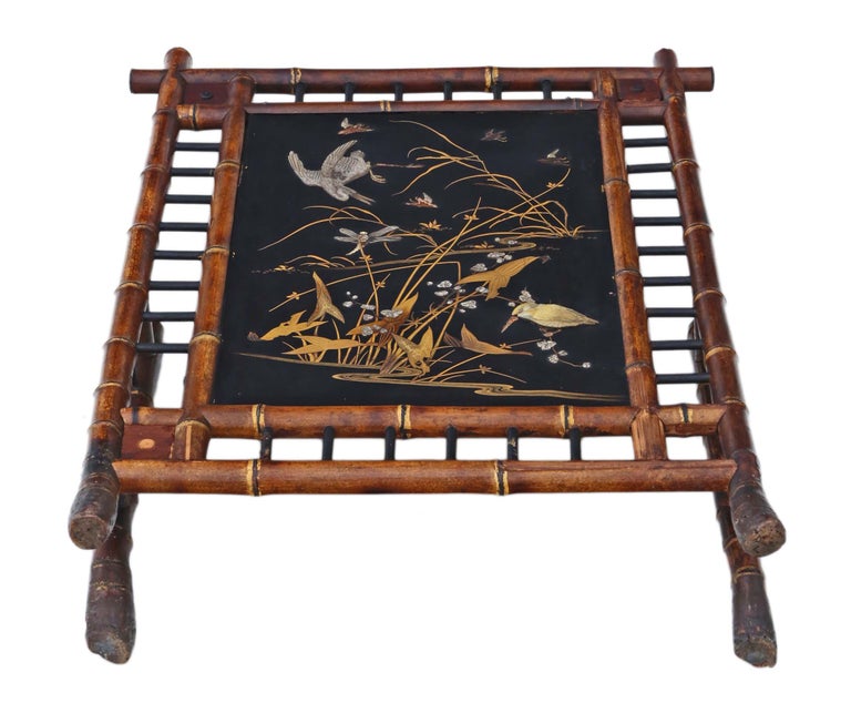 Victorian Bamboo Decorated Fire Screen at 1stDibs
