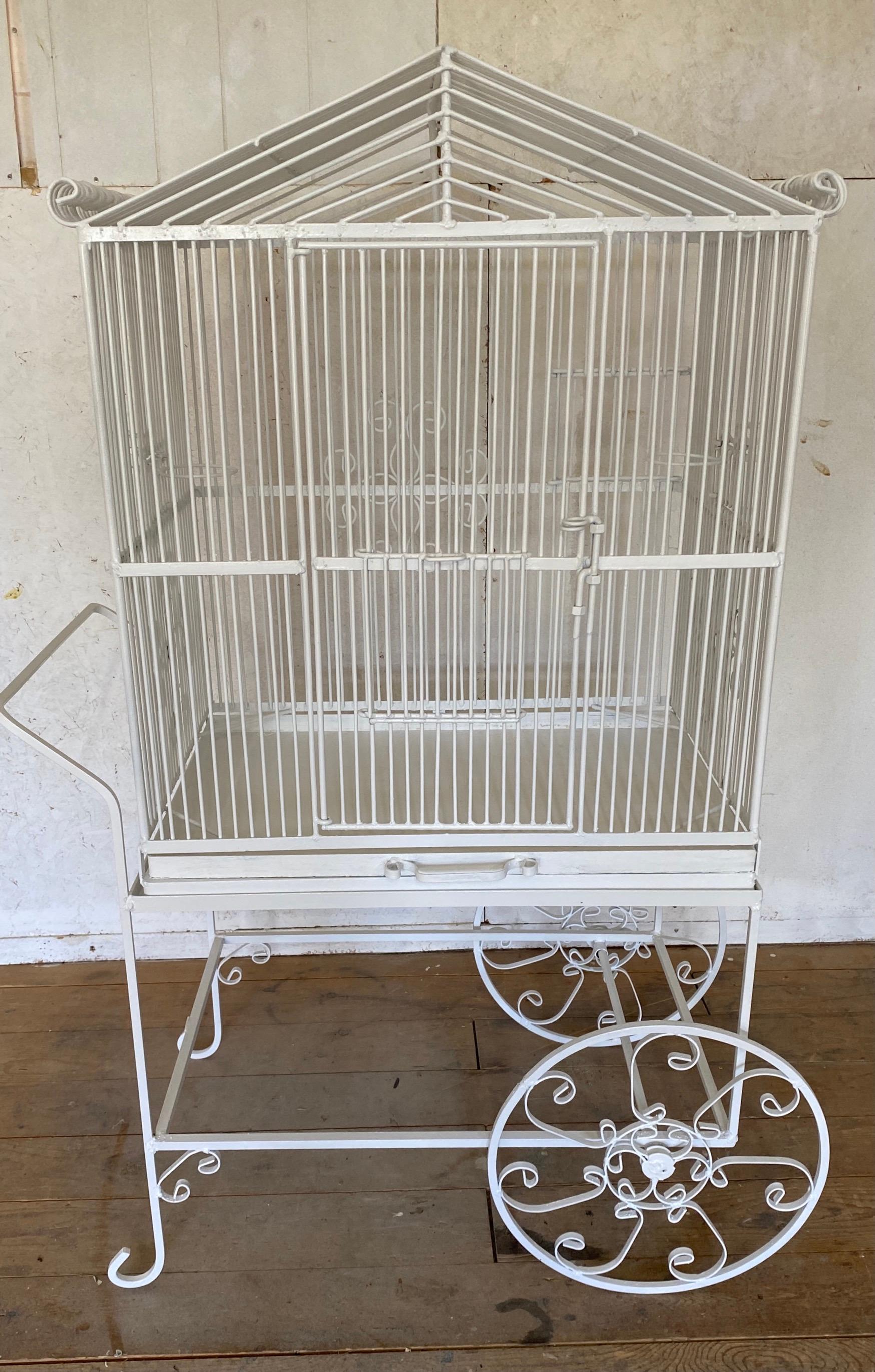 Victorian Bird Cage with Iron Cart at 1stDibs | cart bird