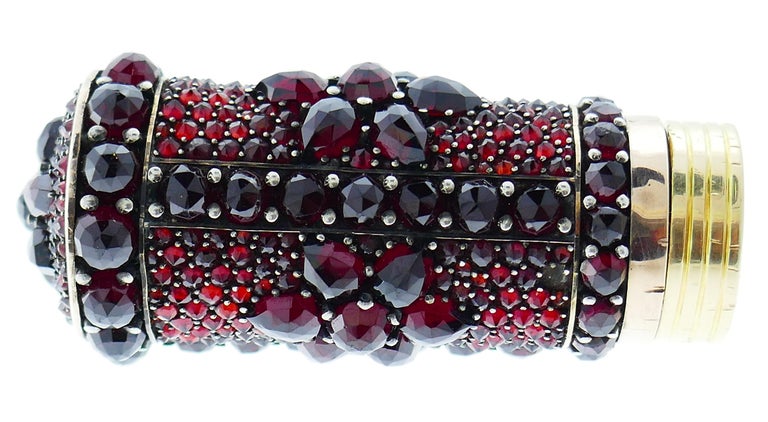 Victorian Bohemian Garnet Gold Lipstick Case Antique at 1stDibs
