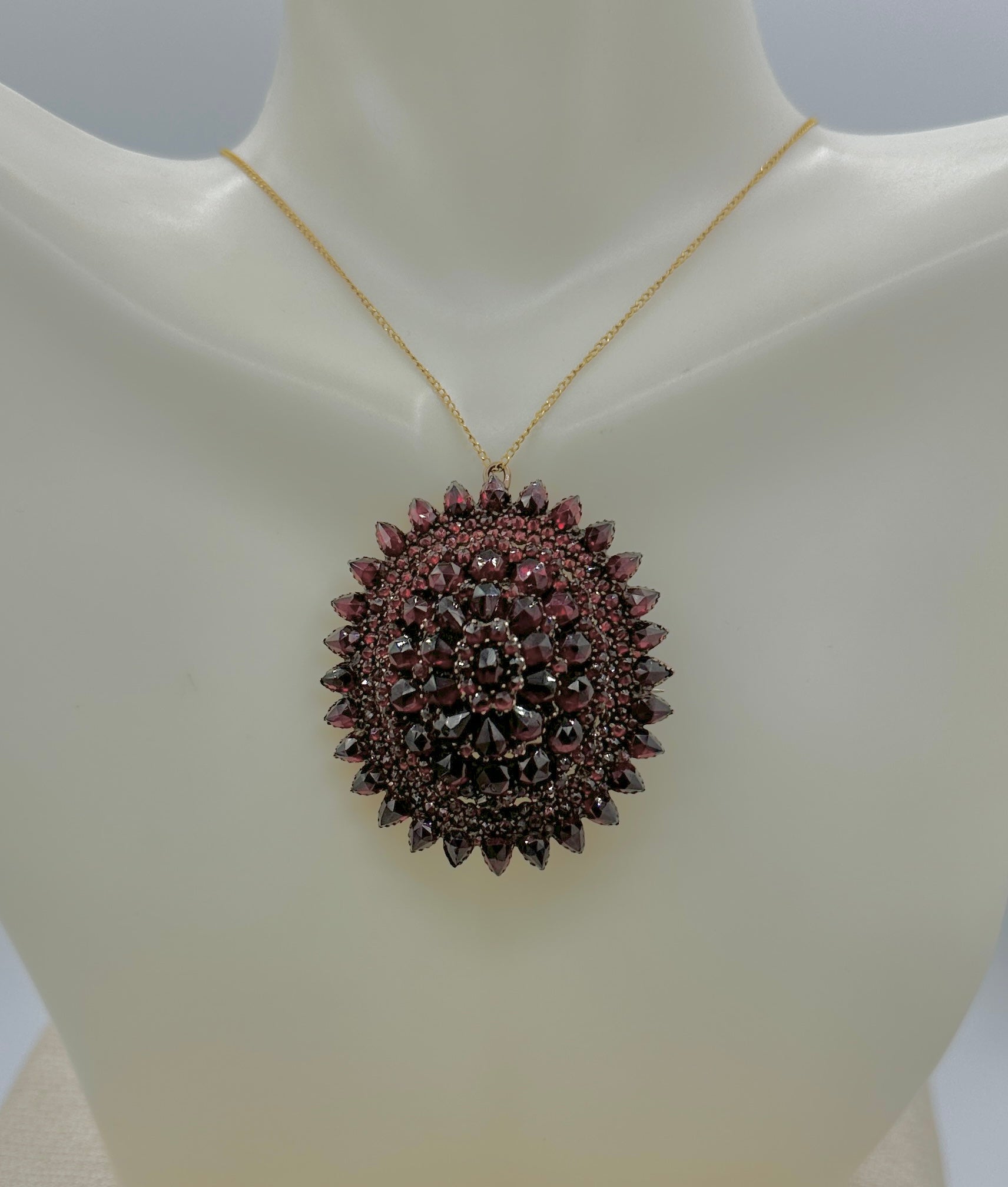 Victorian Bohemian Garnet Locket Pendant Necklace and Brooch Belle ...