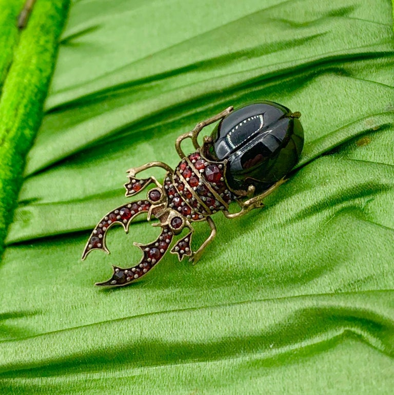 Victorian Bohemian Garnet Scarab Beetle Bug Insect Brooch Pin at 1stDibs