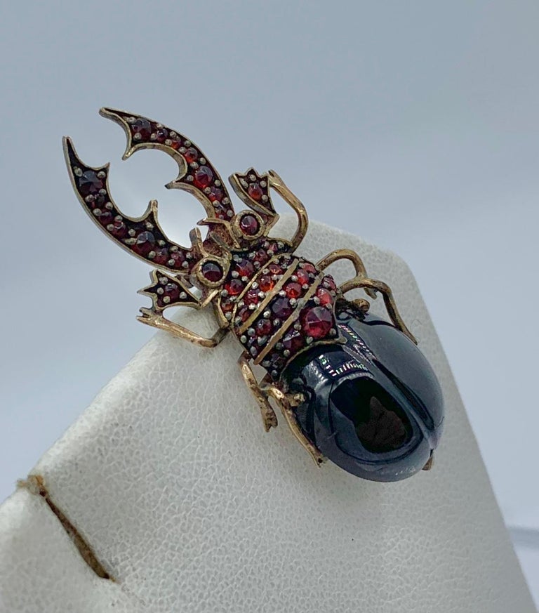 Victorian Bohemian Garnet Scarab Beetle Bug Insect Brooch Pin at 1stDibs