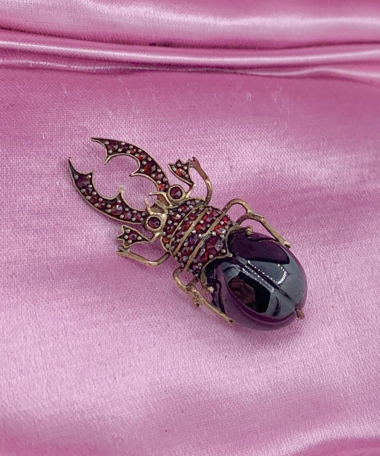 Victorian Bohemian Garnet Scarab Beetle Bug Insect Brooch Pin at 1stDibs
