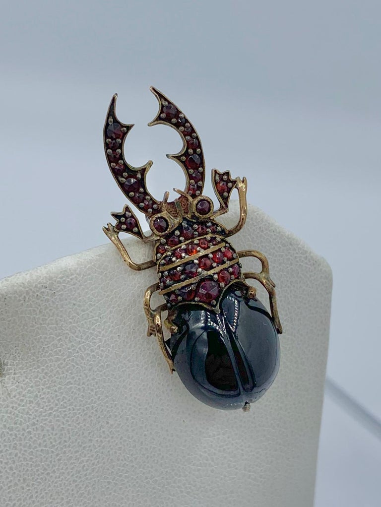 Victorian Bohemian Garnet Scarab Beetle Bug Insect Brooch Pin at 1stDibs