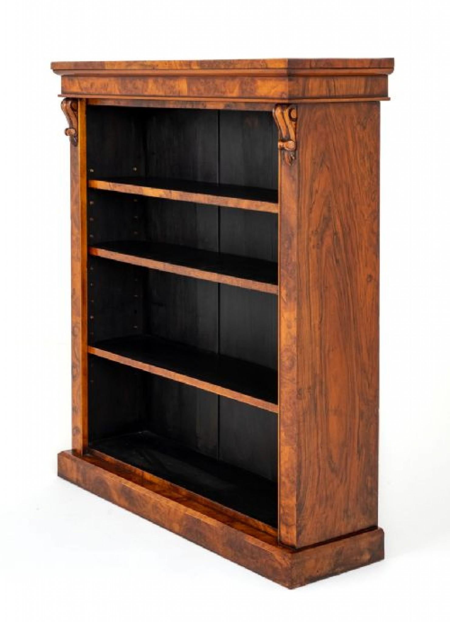 Victorian Bookcase Open Front Burr Walnut, 1860 For Sale at 1stDibs