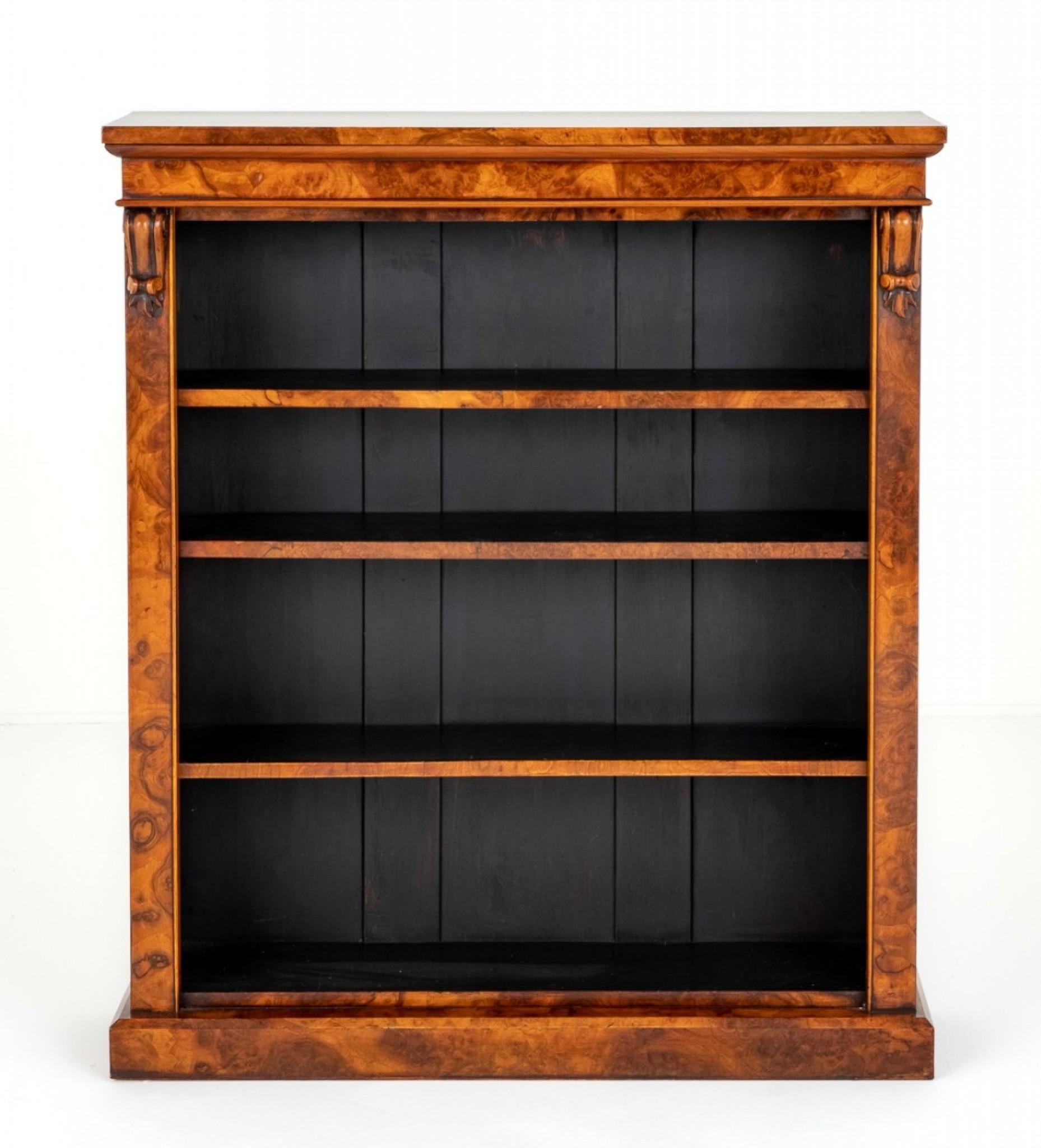 Victorian Bookcase Open Front Burr Walnut, 1860 For Sale at 1stDibs