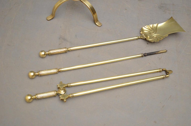 Victorian Brass Fire Iron on Stand at 1stDibs