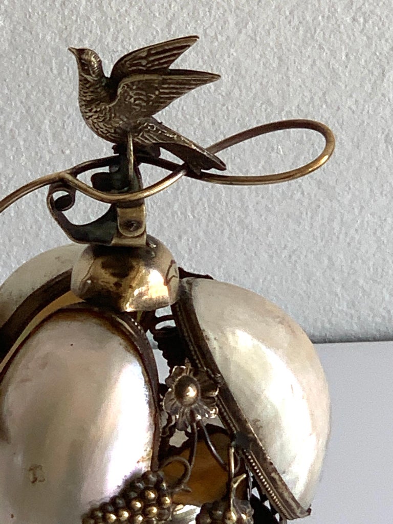 Victorian Brass and Mother of Pearl Bird Motif Table Bell at 1stDibs