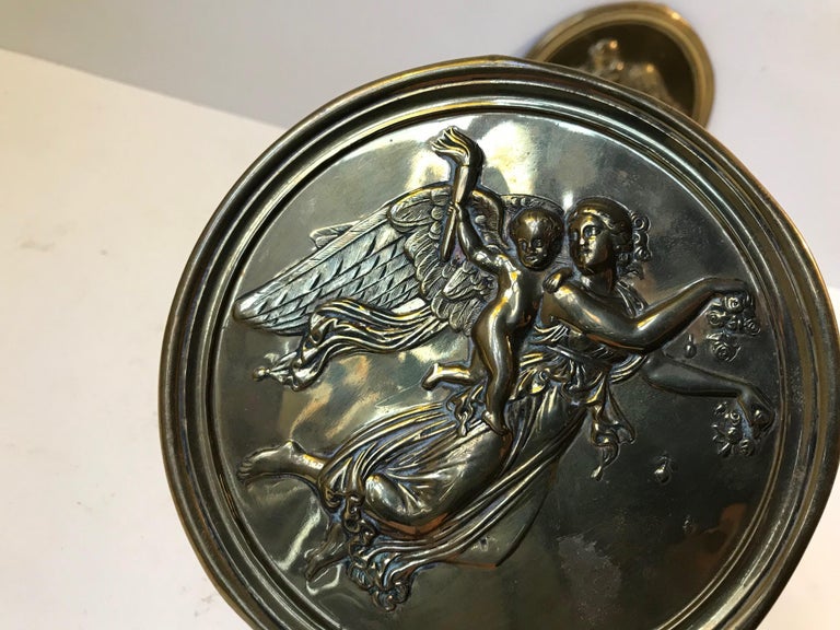 Victorian Brass Wall Plaques with Woman and Angles, 19th Century ...