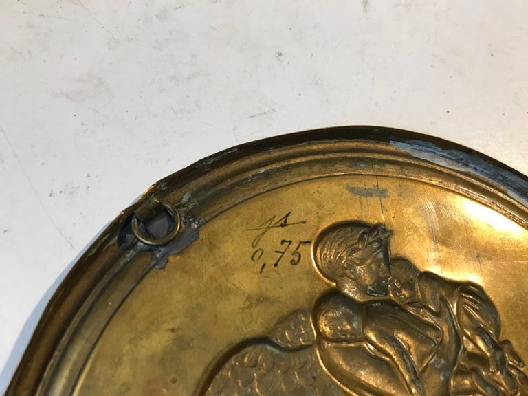 Victorian Brass Wall Plaques with Woman and Angles, 19th Century ...