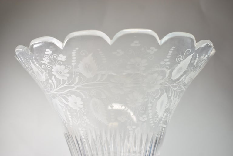 Victorian Bronze and Cut Glass Centerpiece Vase Figural Peacocks For ...
