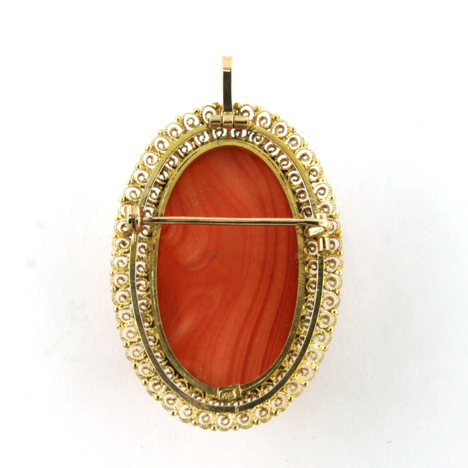 Victorian brooch with Corallium Rubrum in a shape of a womens head 14k ...