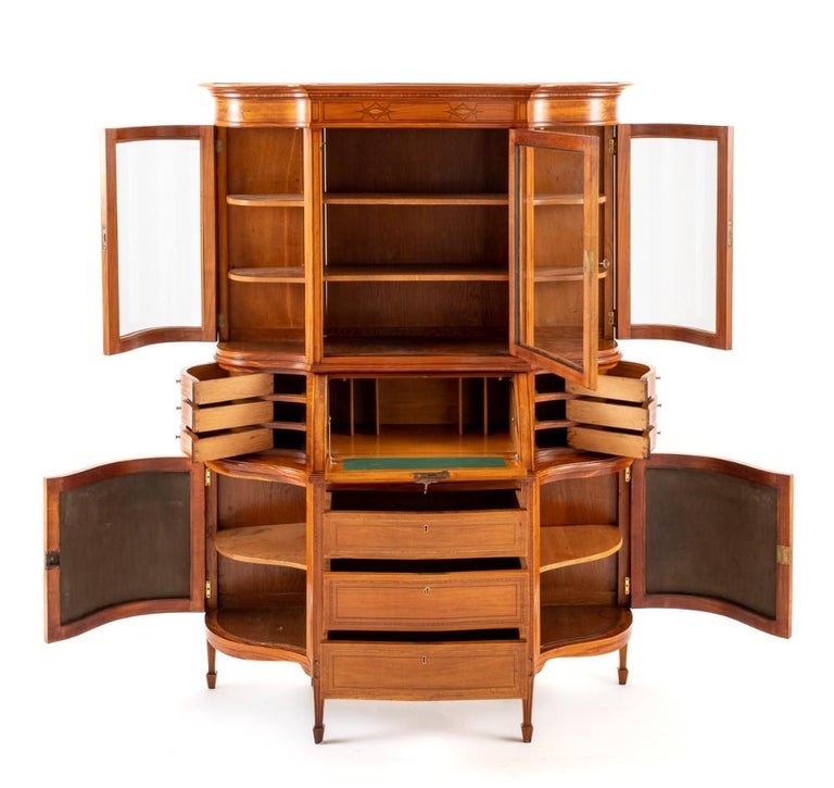 Victorian Bureau Bookcase Desk Satinwood, 1880 For Sale at 1stDibs