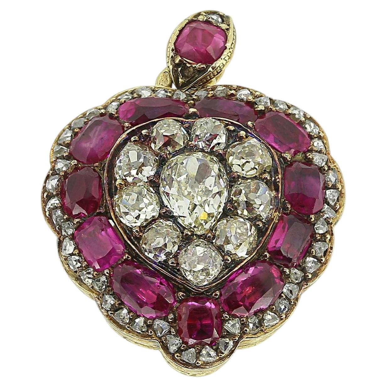 Victorian Ruby and Diamond Cross Pendant For Sale at 1stDibs