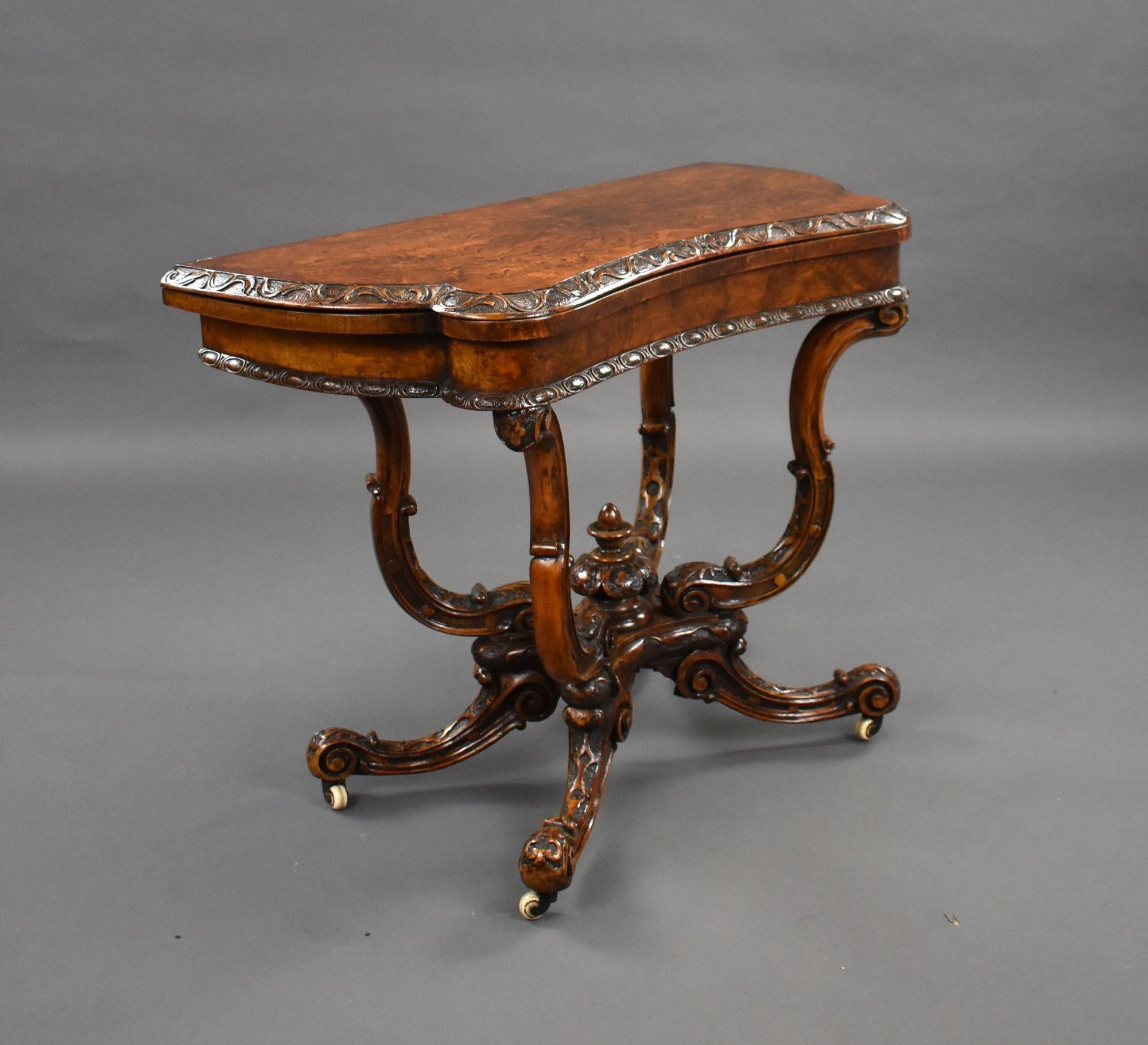 Antique Victorian Burr Walnut Card Table at 1stDibs