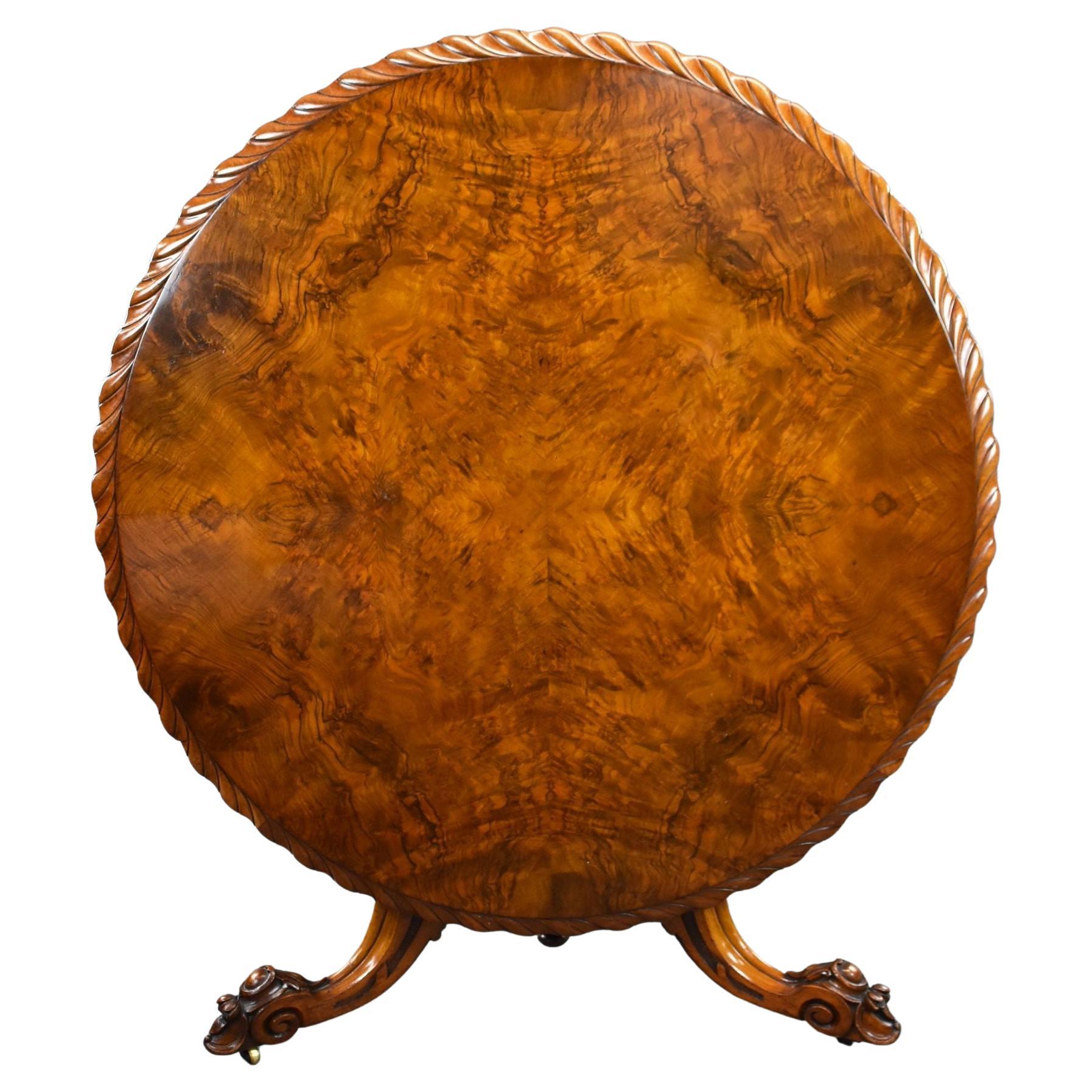 19th Century English Victorian Burr Walnut Circular Breakfast Table at ...