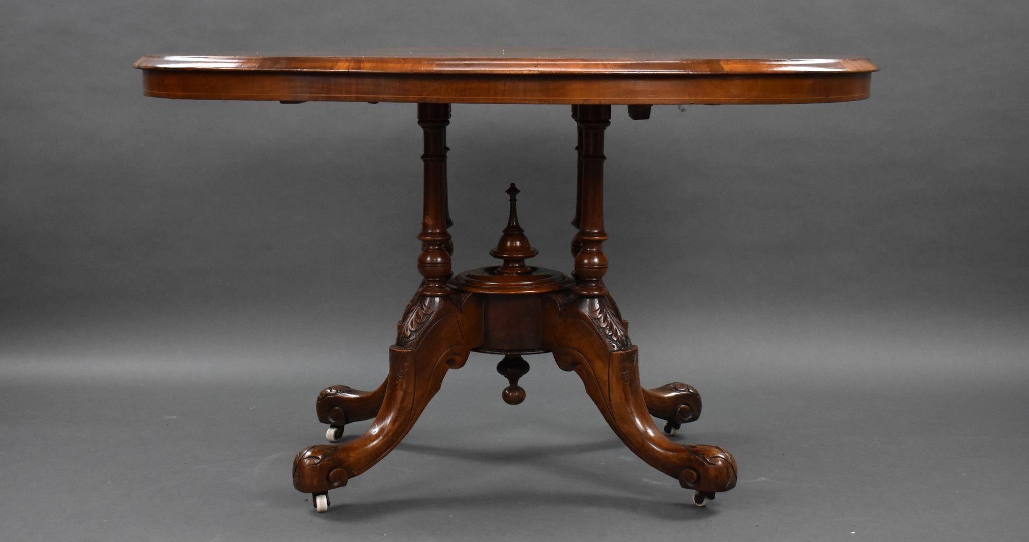 Victorian Burr Walnut Inlaid Oval Loo Table For Sale at 1stDibs