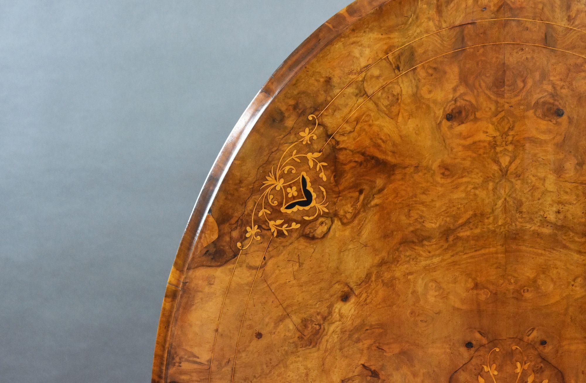 Victorian Burr Walnut Inlaid Oval Loo Table For Sale at 1stDibs