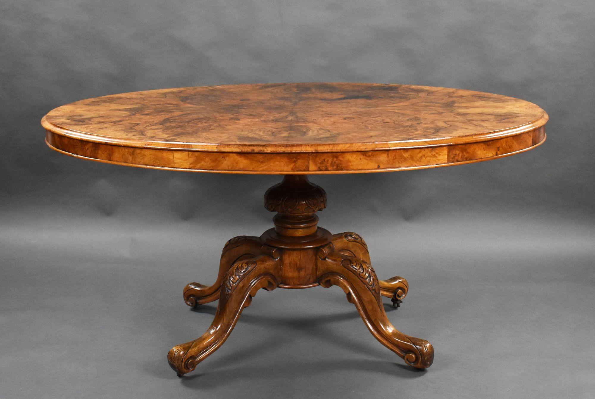 Victorian Burr Walnut Oval Loo Table For Sale at 1stDibs