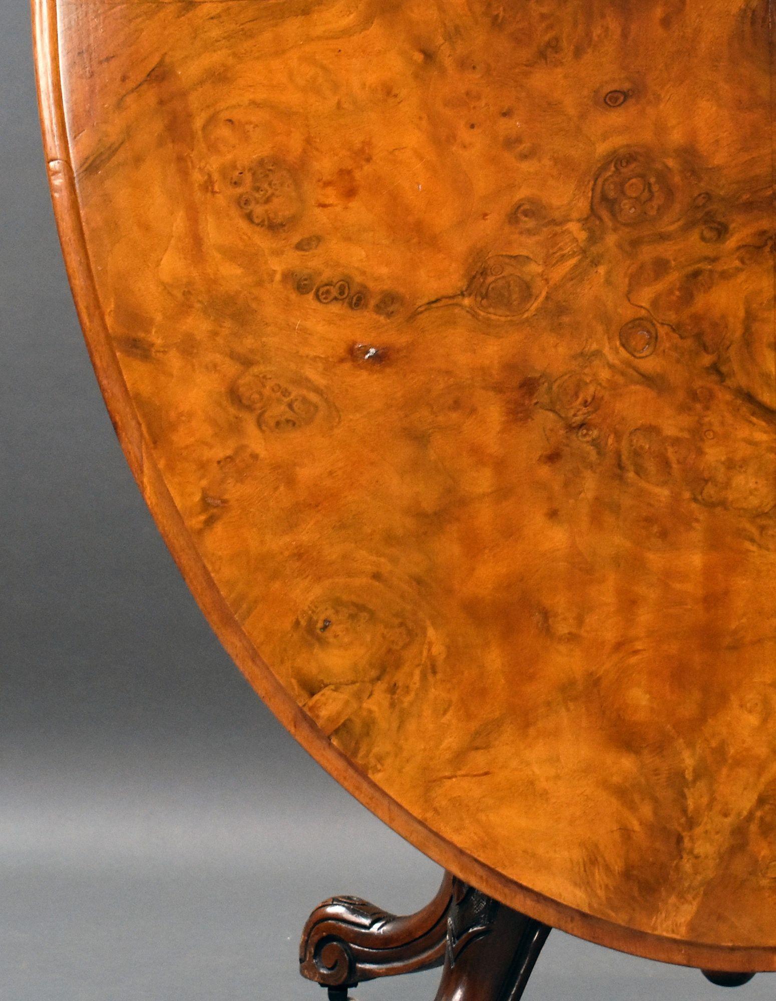 Victorian Burr Walnut Oval Loo Table For Sale at 1stDibs