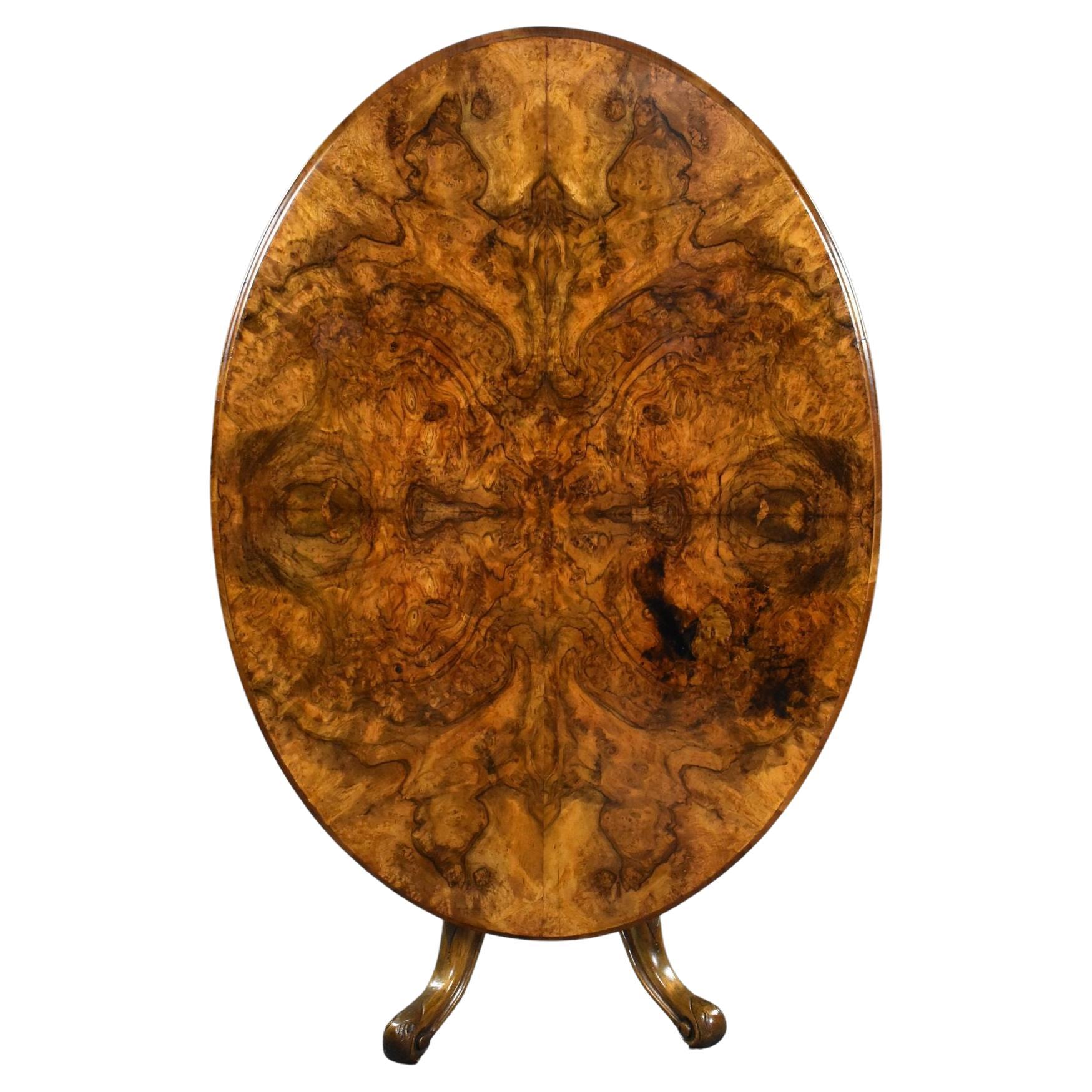 Victorian Burr Walnut Oval Loo Table For Sale at 1stDibs