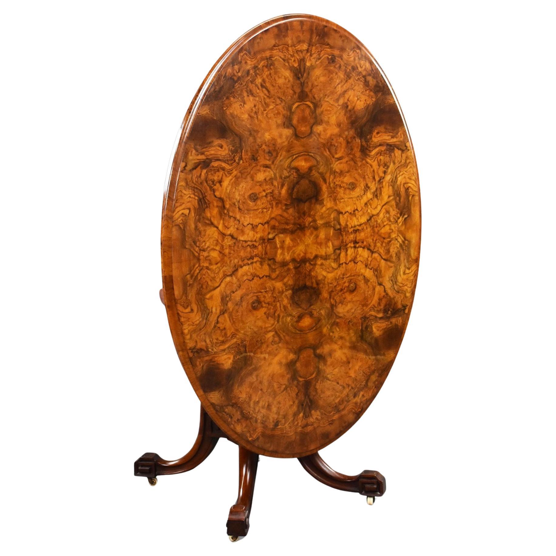 Victorian Burr Walnut Oval Loo Table For Sale at 1stDibs
