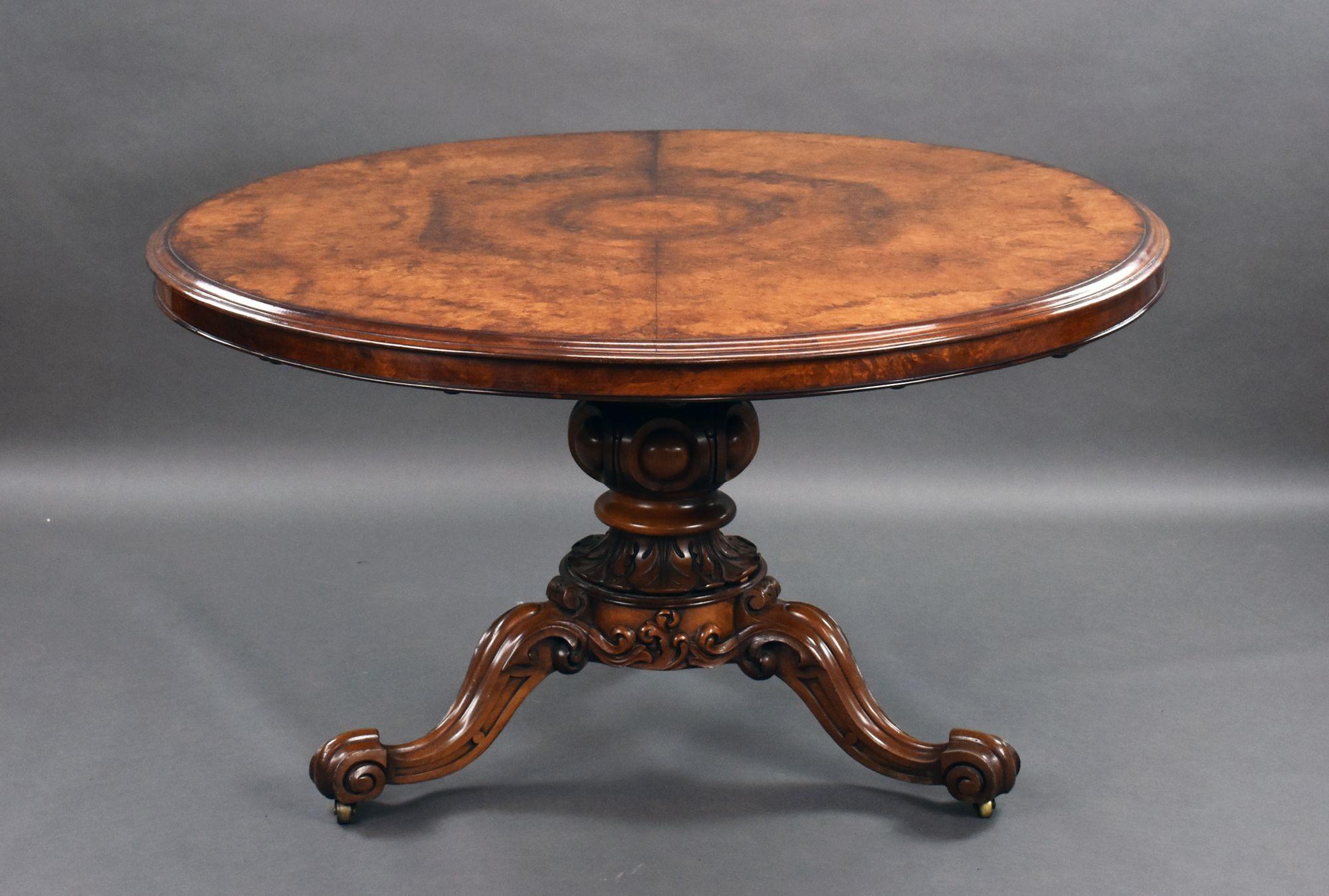 Victorian Burr Walnut Round Breakfast Table For Sale at 1stDibs